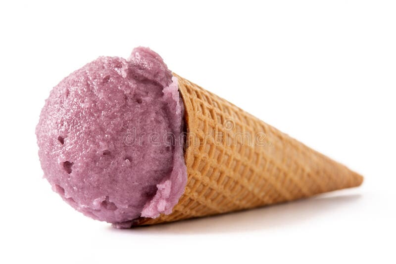 Blueberry ice cream cone stock image. Image of color - 246651183
