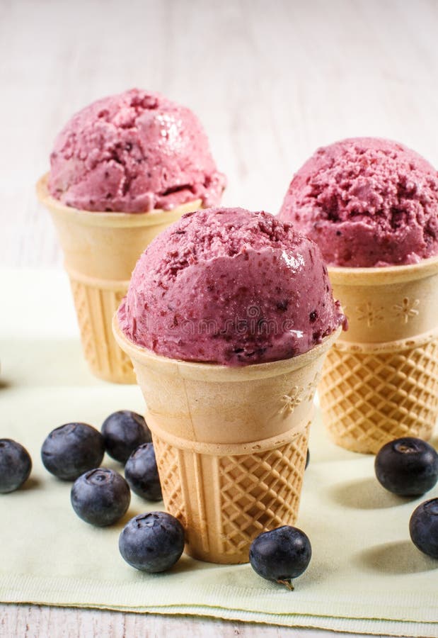 Blueberry ice cream stock image. Image of delicious, cone - 45687499