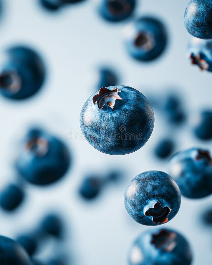 A Blueberry by Itself, Set Off Against a White Backdrop, with the ...