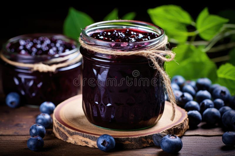 Blueberry jam in a jar stock illustration. Illustration of natural ...