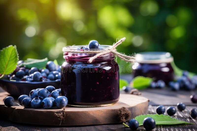 Blueberry jam in a jar stock illustration. Illustration of season ...