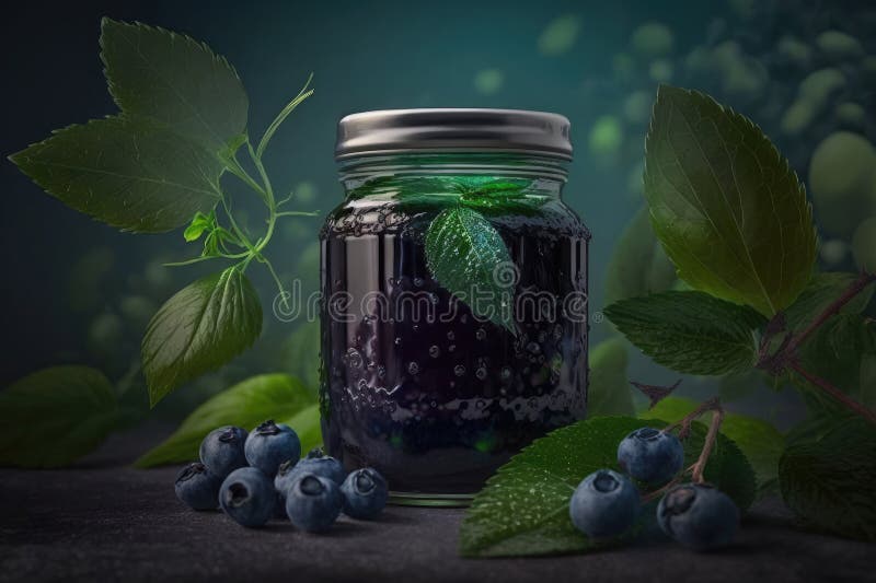 Blueberry Jam Jar. Illustration AI Generative Stock Illustration ...