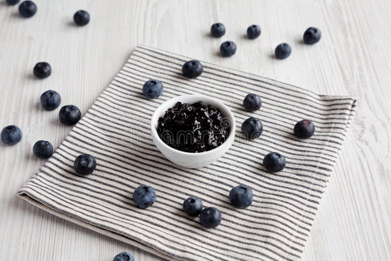 Blueberry Jam Preserves in a Bowl, Side View Stock Photo - Image of ...