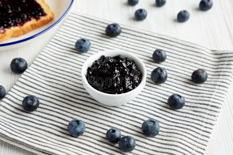 Blueberry Jam Preserves in a Bowl, Side View Stock Photo - Image of ...