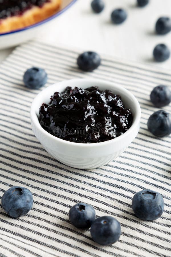 Blueberry Jam Preserves in a Bowl, Side View Stock Image - Image of ...