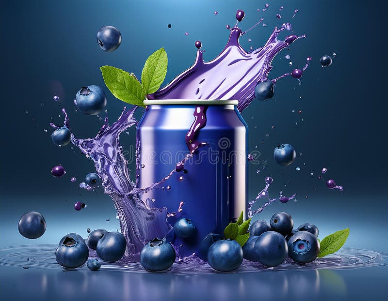 Blueberry Juice Can Splashing Stock Illustration - Illustration of ...