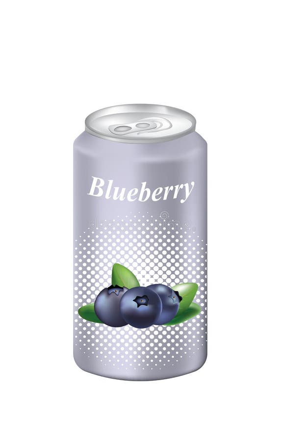 Blueberry juice can stock vector. Illustration of blank - 135572185