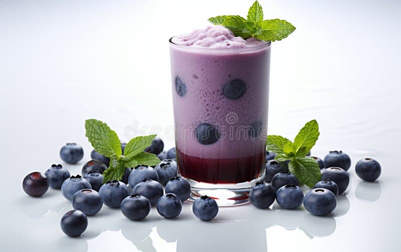 Blueberry Juice White Background -Generative Ai Stock Illustration ...