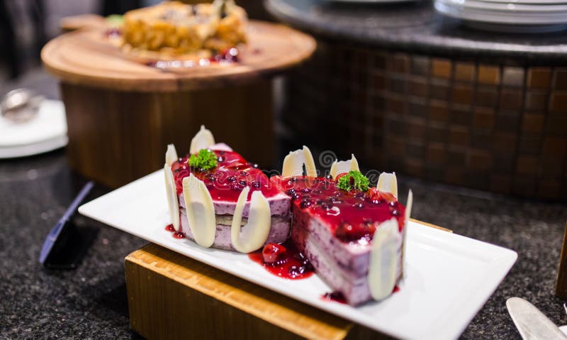 Blueberry Layer Cake with Blueberry Jam Topping Stock Photo - Image of ...