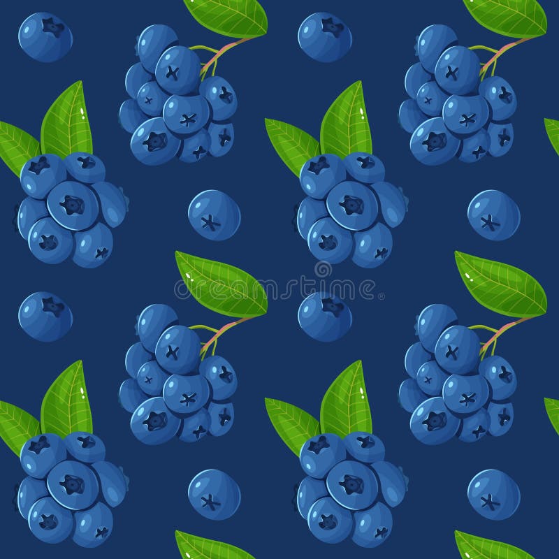 Blueberry and Leaves Seamless Pattern. Berry Design for Wrapping Paper ...