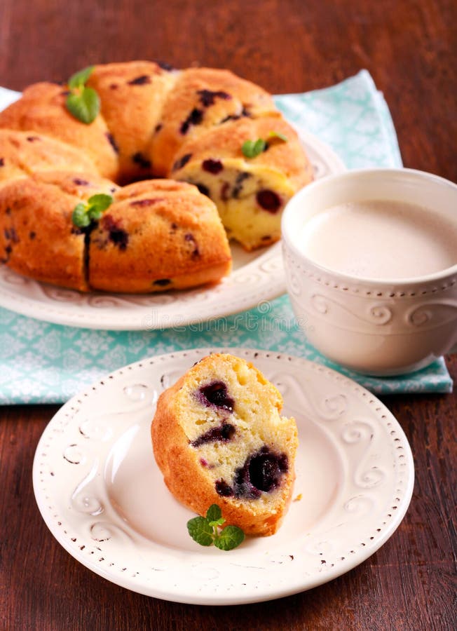 Blueberry and Lemon Ring Cake, Stock Image - Image of meal, slice ...