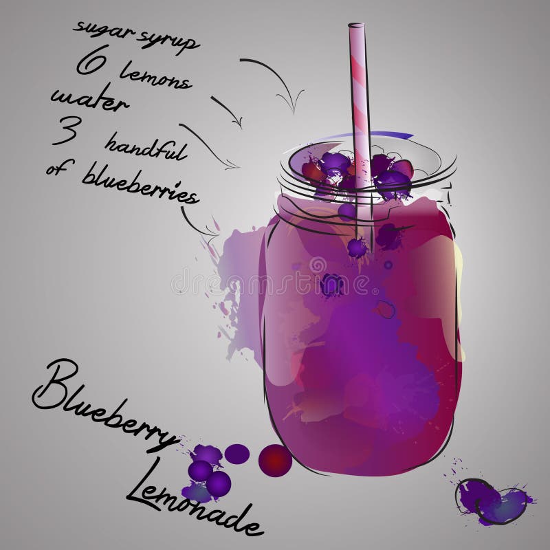 Blueberry lemonade stock vector. Illustration of blueberry - 57771358
