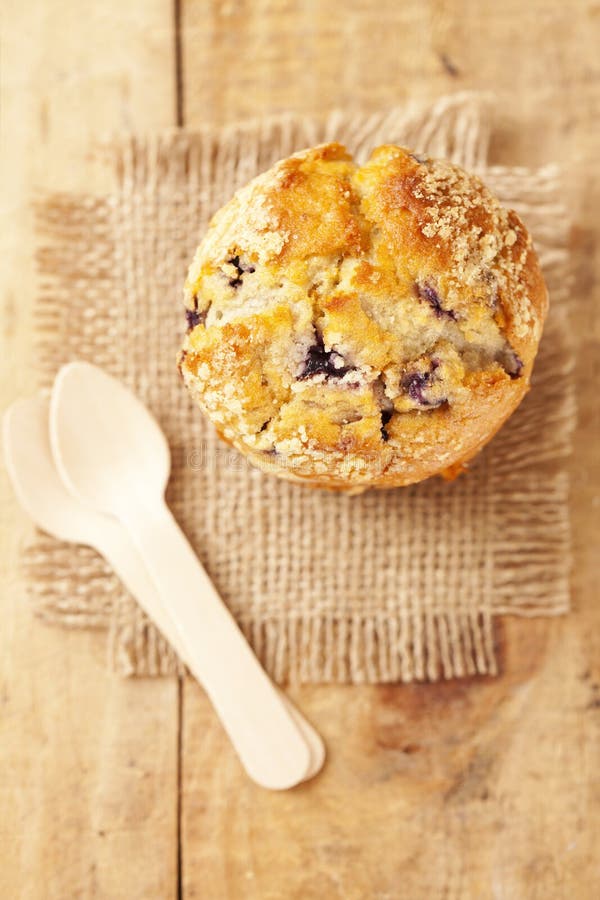Blueberry Muffin in Rustic Style Stock Photo - Image of freshness ...