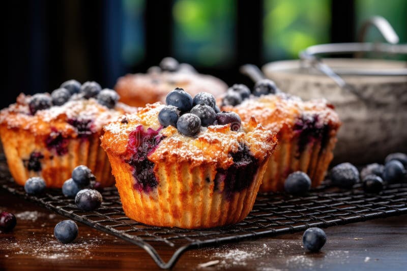 Blueberry Muffins Cooling on a Wire Rack Stock Photo - Image of rack ...