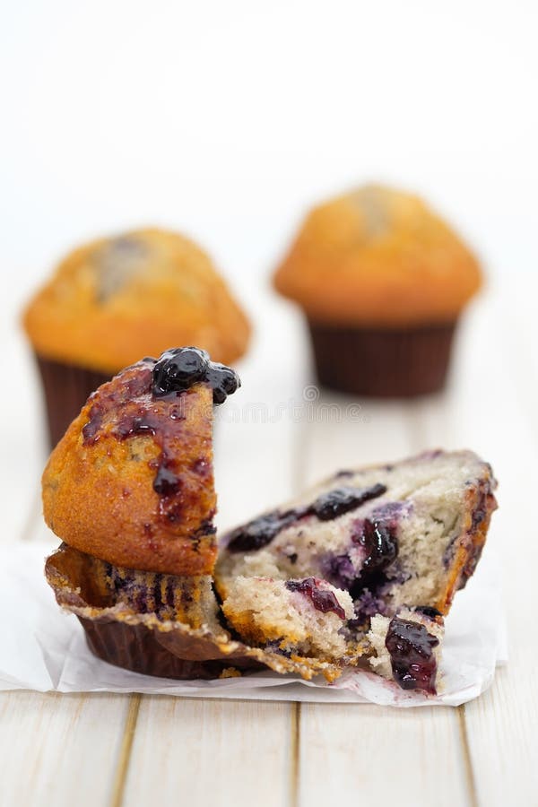 Blueberry Muffins in a Rustic Style. Stock Image - Image of food, brown ...