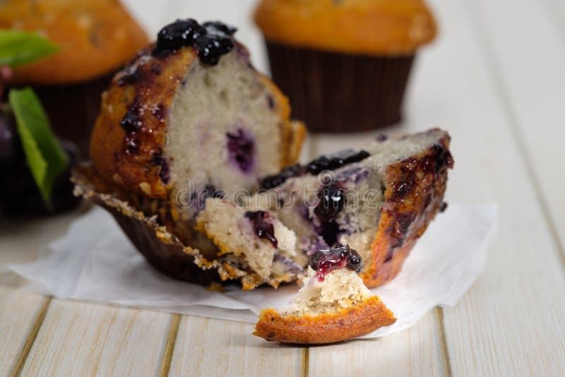 Blueberry Muffins in a Rustic Style. Stock Photo - Image of diet ...