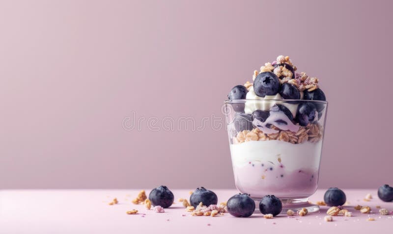 Blueberry Parfait on a Pale Lavender Backdrop Stock Photo - Image of ...