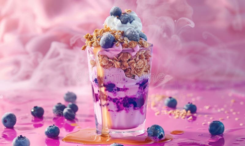 Blueberry Parfait on a Pale Lavender Backdrop Stock Image - Image of ...
