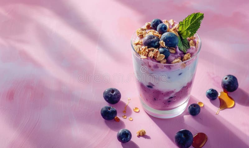 Blueberry Parfait on a Pale Lavender Backdrop Stock Image - Image of ...