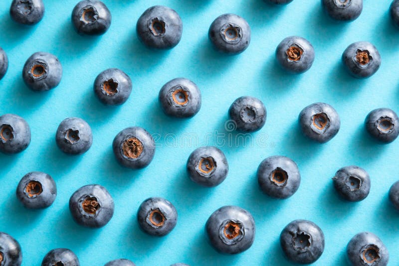 Blueberry Pattern on Blue Background. Ripe Blueberries Texture Close Up ...