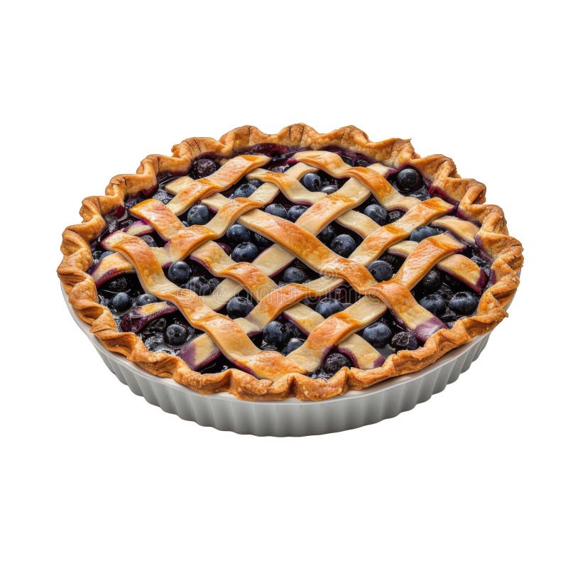 A Blueberry Pie with a Lattice Crust in a White Pie Dish Stock Photo ...