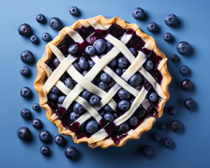 Blueberry Pie with Lattice Top View Stock Illustration - Illustration ...