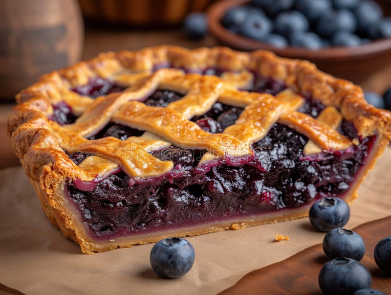 Blueberry pie on the table stock illustration. Illustration of plate ...