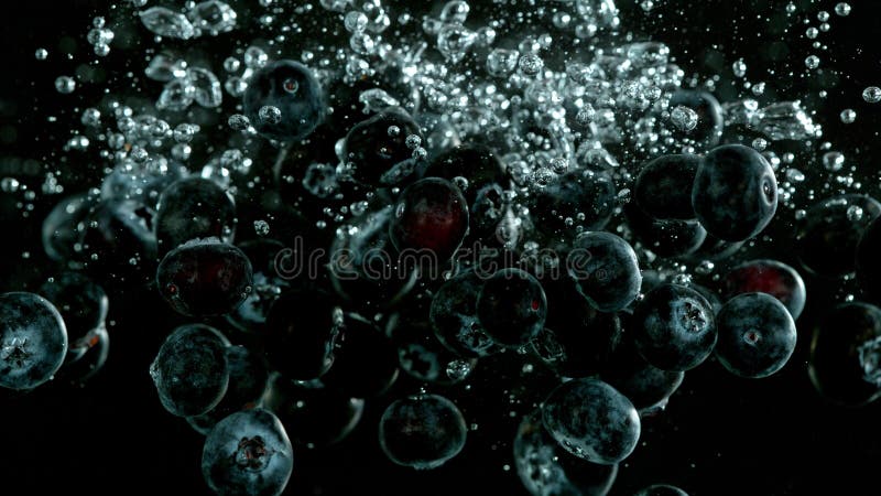 Blueberry Pieces Falling Down and Splashing Underwater Stock Image ...