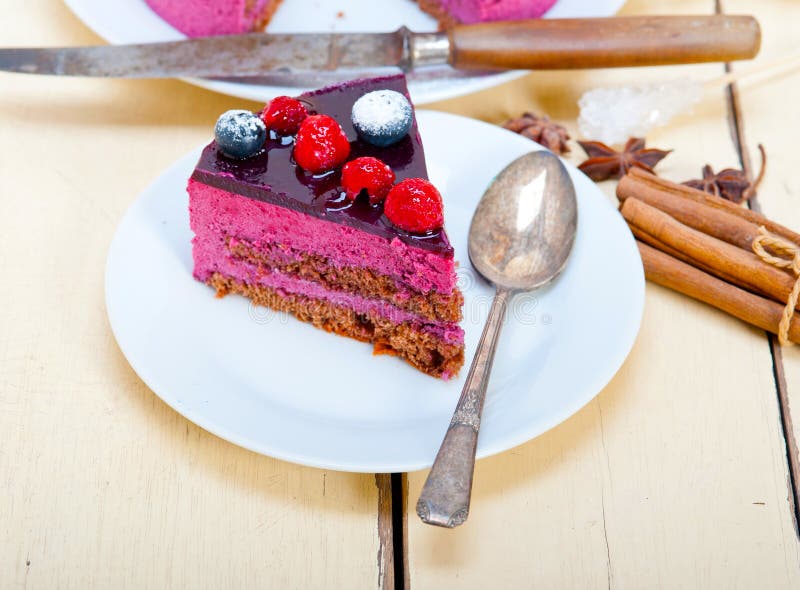 Blueberry and Raspberry Cake Mousse Dessert Stock Image - Image of tart ...