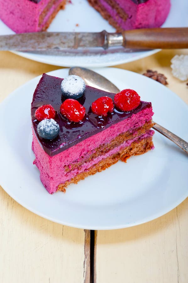 Blueberry and Raspberry Cake Mousse Dessert Stock Image - Image of ...