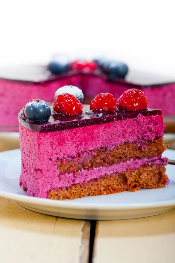 Blueberry and Raspberry Cake Mousse Dessert Stock Photo - Image of ...