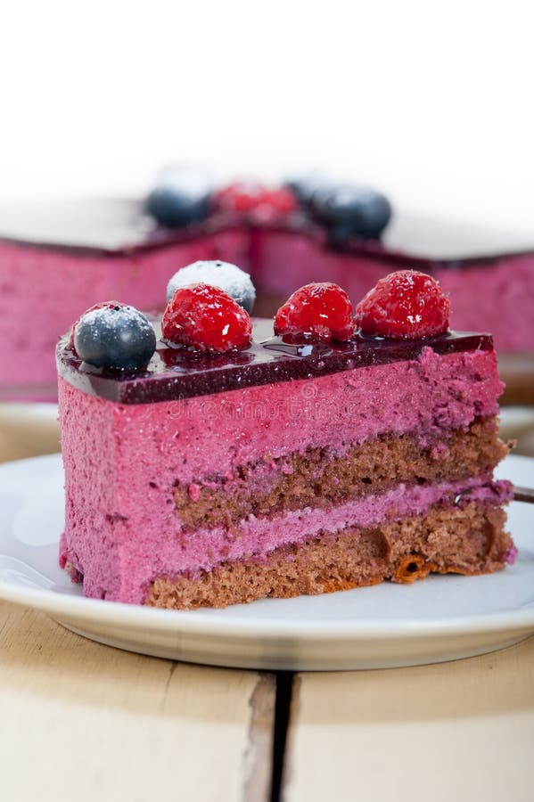 Blueberry and Raspberry Cake Mousse Dessert Stock Image - Image of ...