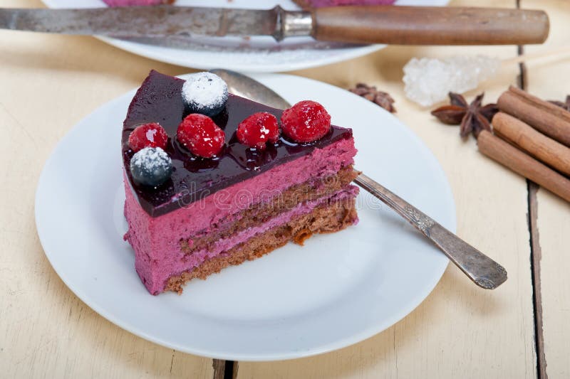 Blueberry and Raspberry Cake Mousse Dessert Stock Image - Image of ...