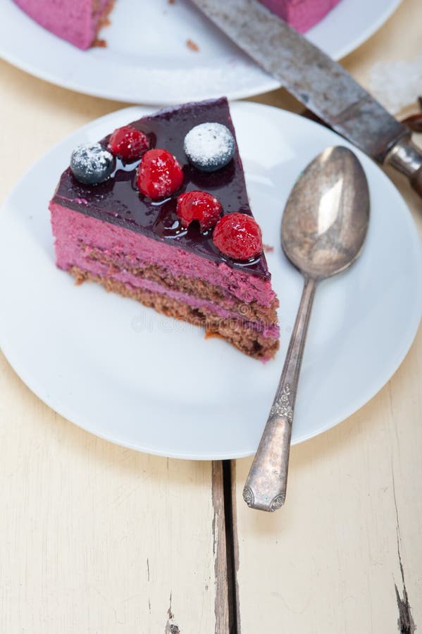 Blueberry and Raspberry Cake Mousse Dessert Stock Image - Image of ...