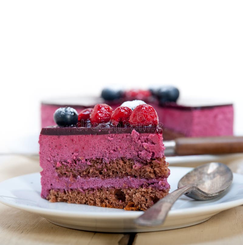 Blueberry and Raspberry Cake Mousse Dessert Stock Image - Image of ...