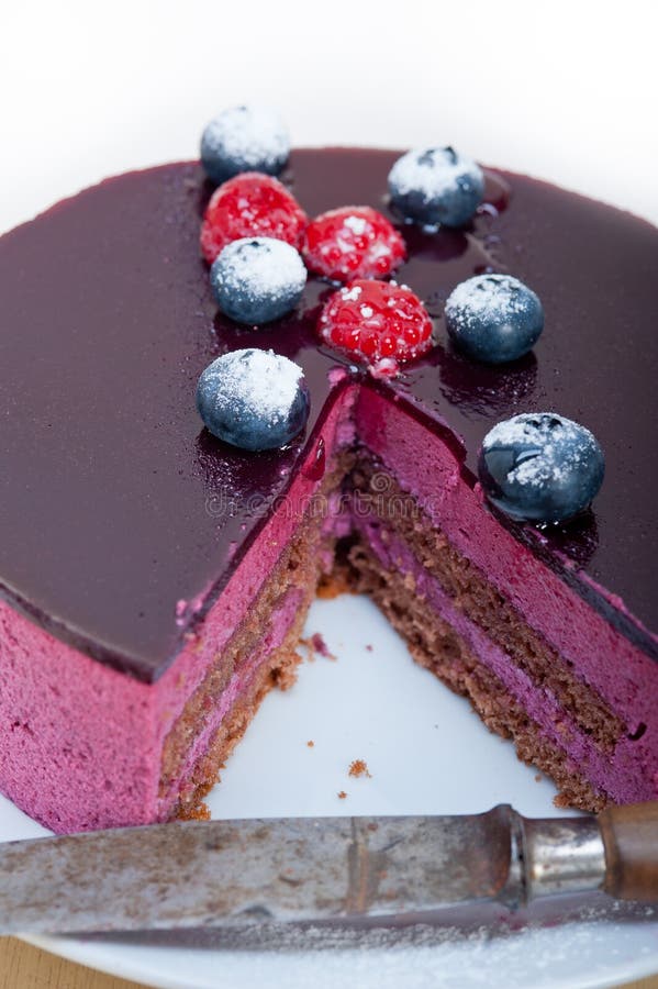 Blueberry and Raspberry Cake Mousse Dessert Stock Image - Image of ...
