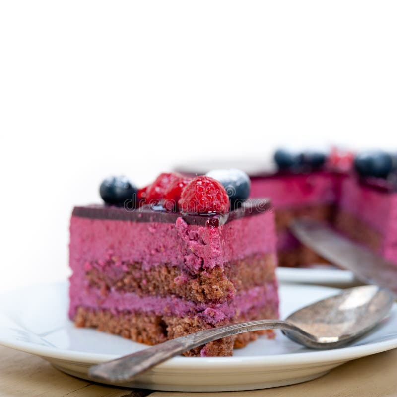 Blueberry and Raspberry Cake Mousse Dessert Stock Image - Image of ...