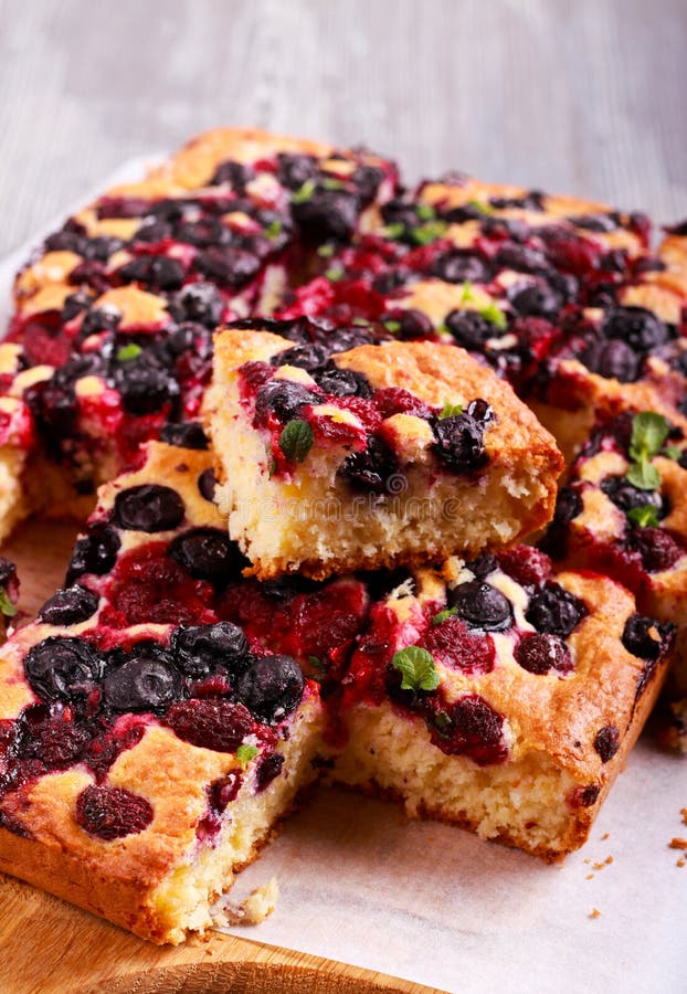 Blueberry and Raspberry Cake Stock Image - Image of breakfast, pastry ...