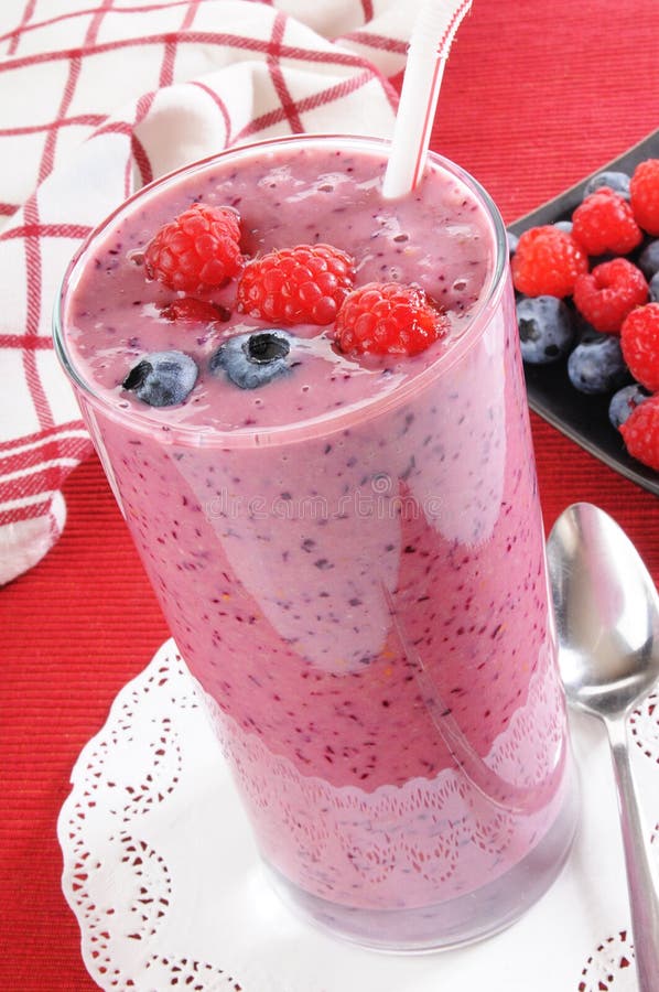 Blueberry Raspberry Smoothie Stock Image - Image of glass, smoothie ...
