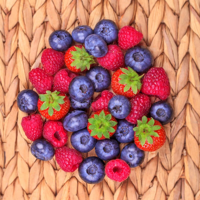 Blueberry, Raspberry and Strawberry Close-up Stock Photo - Image of ...