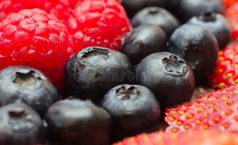 Blueberry, Raspberry, Strawberry Macro Mix Stock Photo - Image of close ...