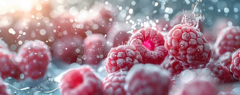 Blueberry and Raspberry in Water Splash. Created by Ai Stock ...