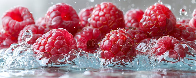 Blueberry and Raspberry in Water Splash. Created by Ai Stock ...