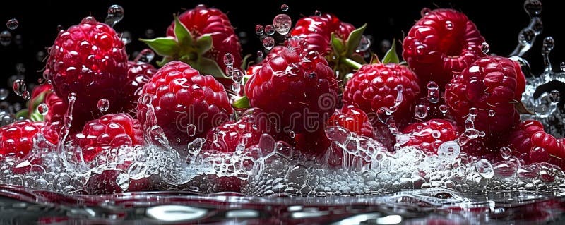 Blueberry and Raspberry in Water Splash. Created by Ai Stock ...
