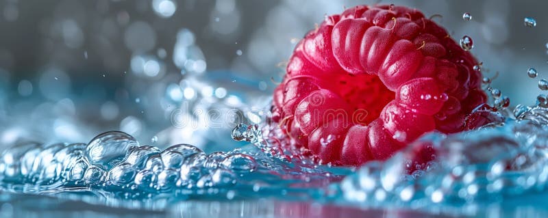 Blueberry and Raspberry in Water Splash. Created by Ai Stock ...