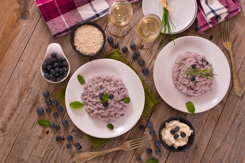 Blueberry Risotto with Mascarpone. Stock Image - Image of cheese ...