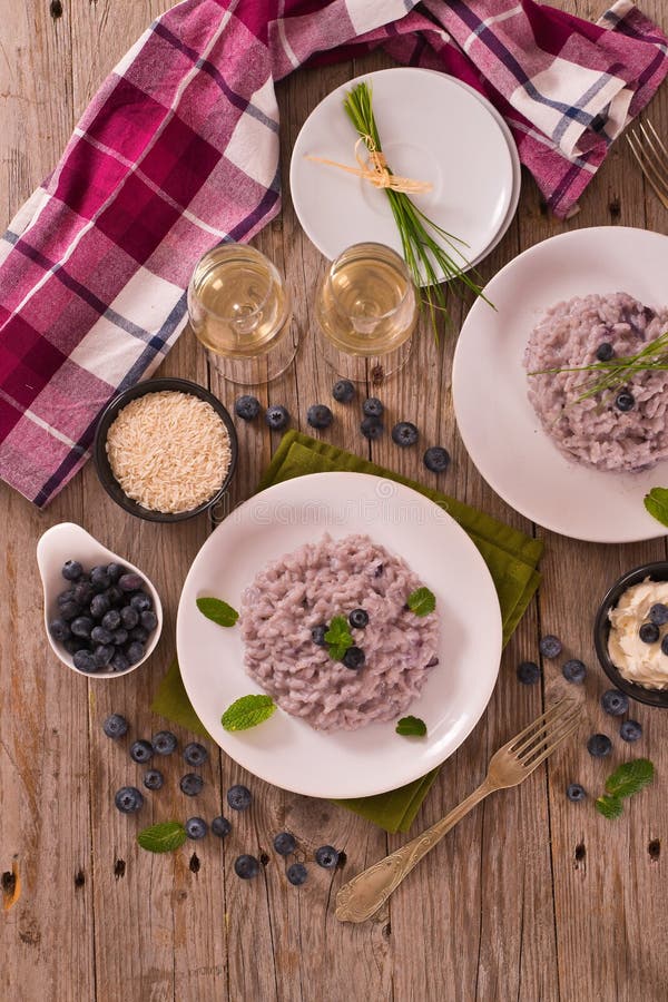 Blueberry Risotto with Mascarpone. Stock Image - Image of italian ...