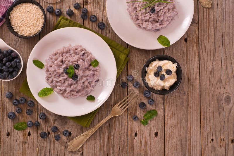 Blueberry Risotto with Mascarpone. Stock Image - Image of edible ...