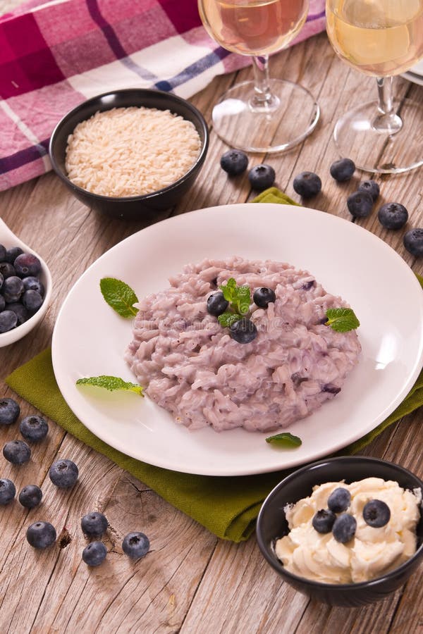 Blueberry Risotto with Mascarpone. Stock Photo - Image of food ...
