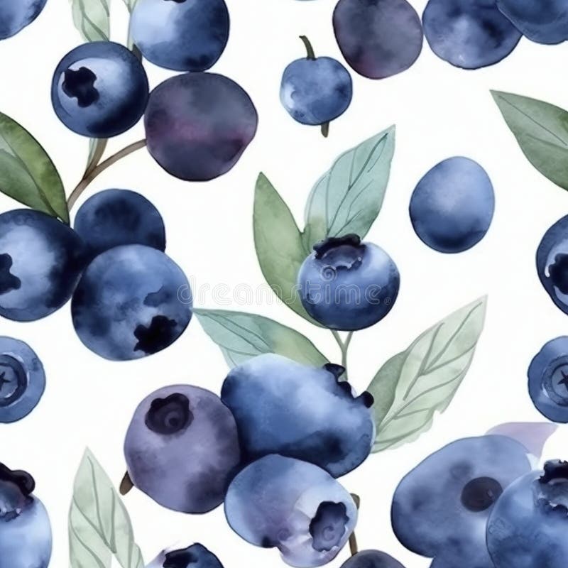 Blueberry Seamless Pattern, Created with Generative AI Stock ...